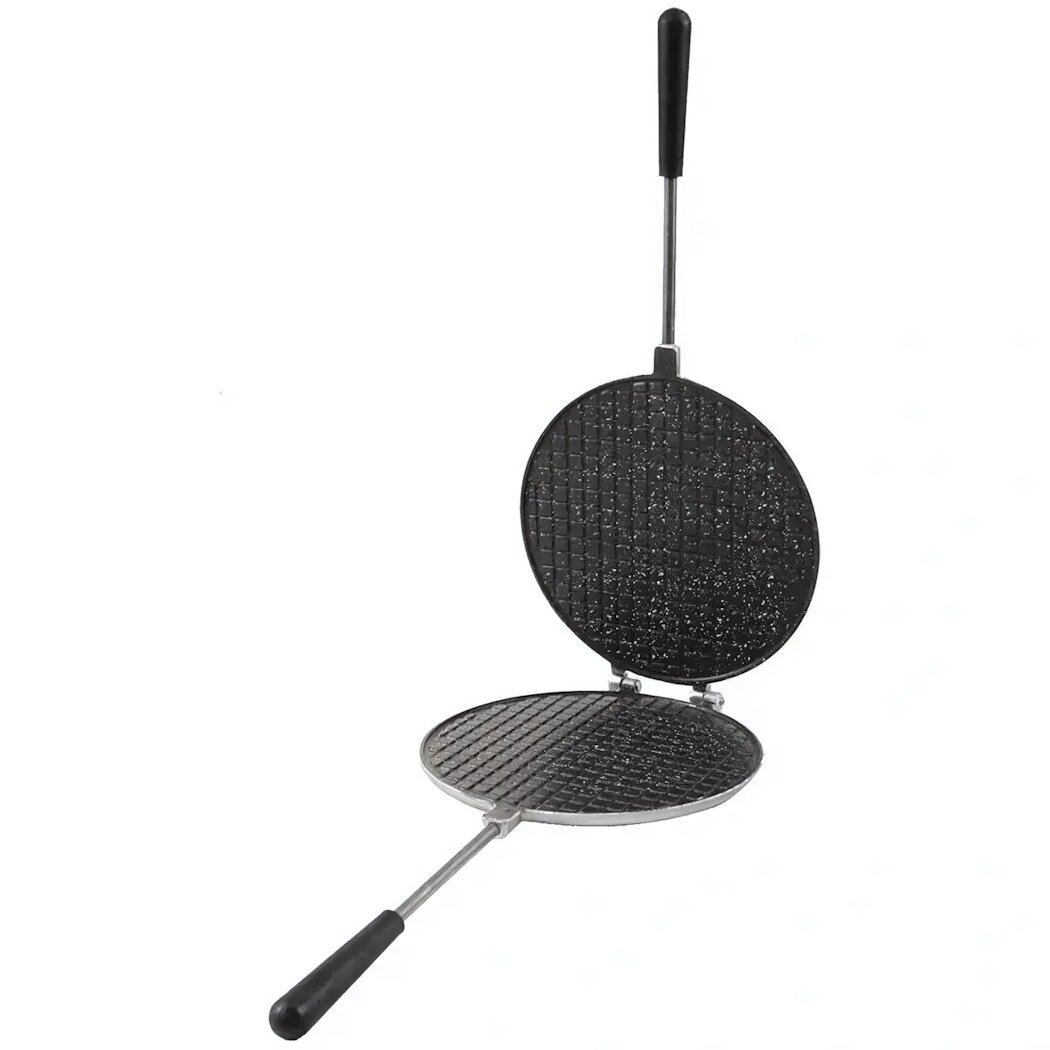 Форма для выпечки вафельница 200 мм, литой алюминий, мраморное антипригарное покрытие, термостойкие ручки