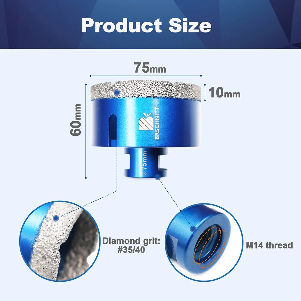 BRSCHNITT Колонковое буровое долото 6-125 мм 1pc, 75mm M14