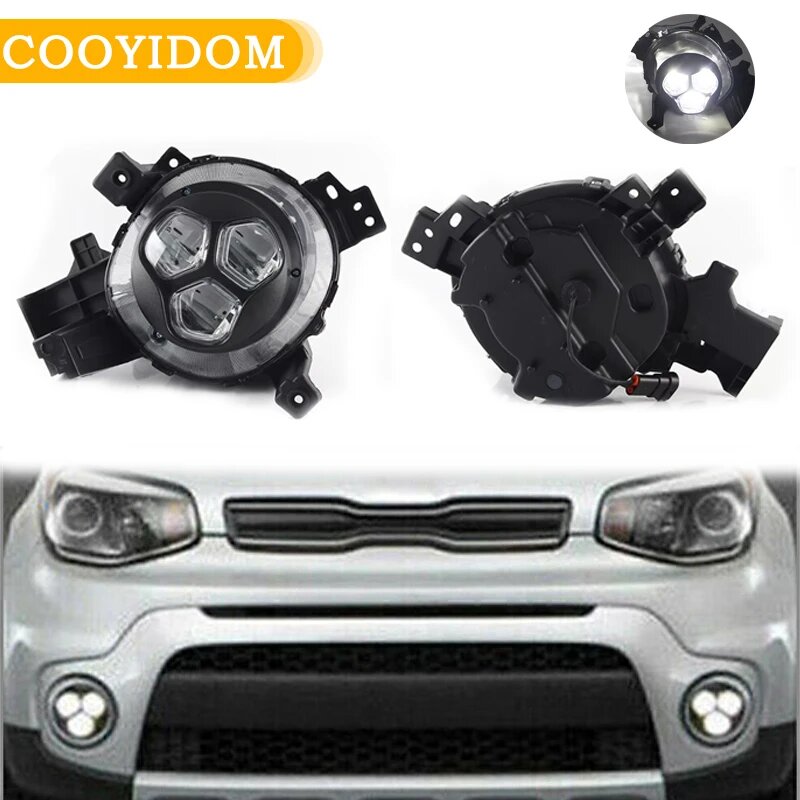 Противотуманные фары в сборе для KIA Soul 2017 2018 2019, передний бампер автомобиля, светодиодные противотуманные фары DRL, дневные фары, автомобильные аксессуары Left