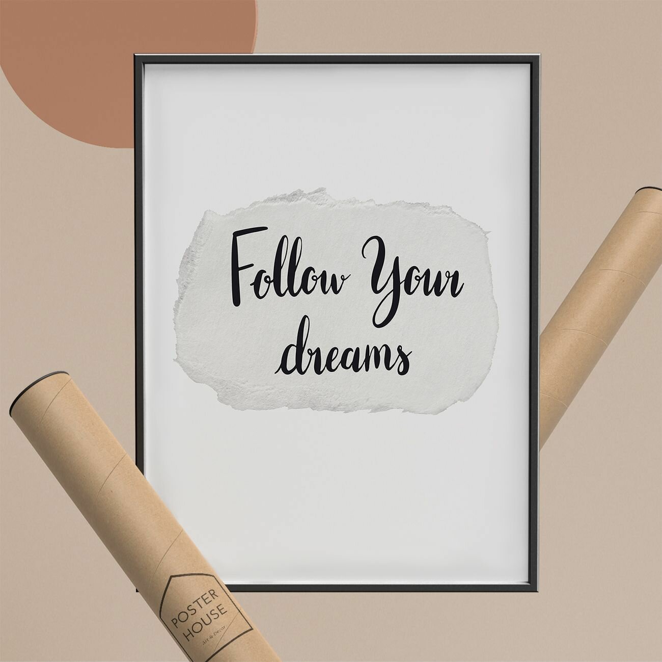 Постер Надпись "Follow your dreams" 30х40 см без рамы/ Цитата/ Минималистичный эстетичный плакат для интерьера