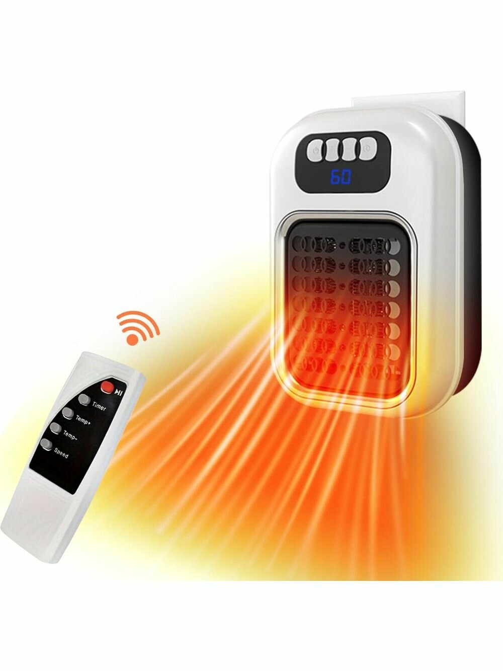 Электрический обогреватель помещения с настенной розеткой