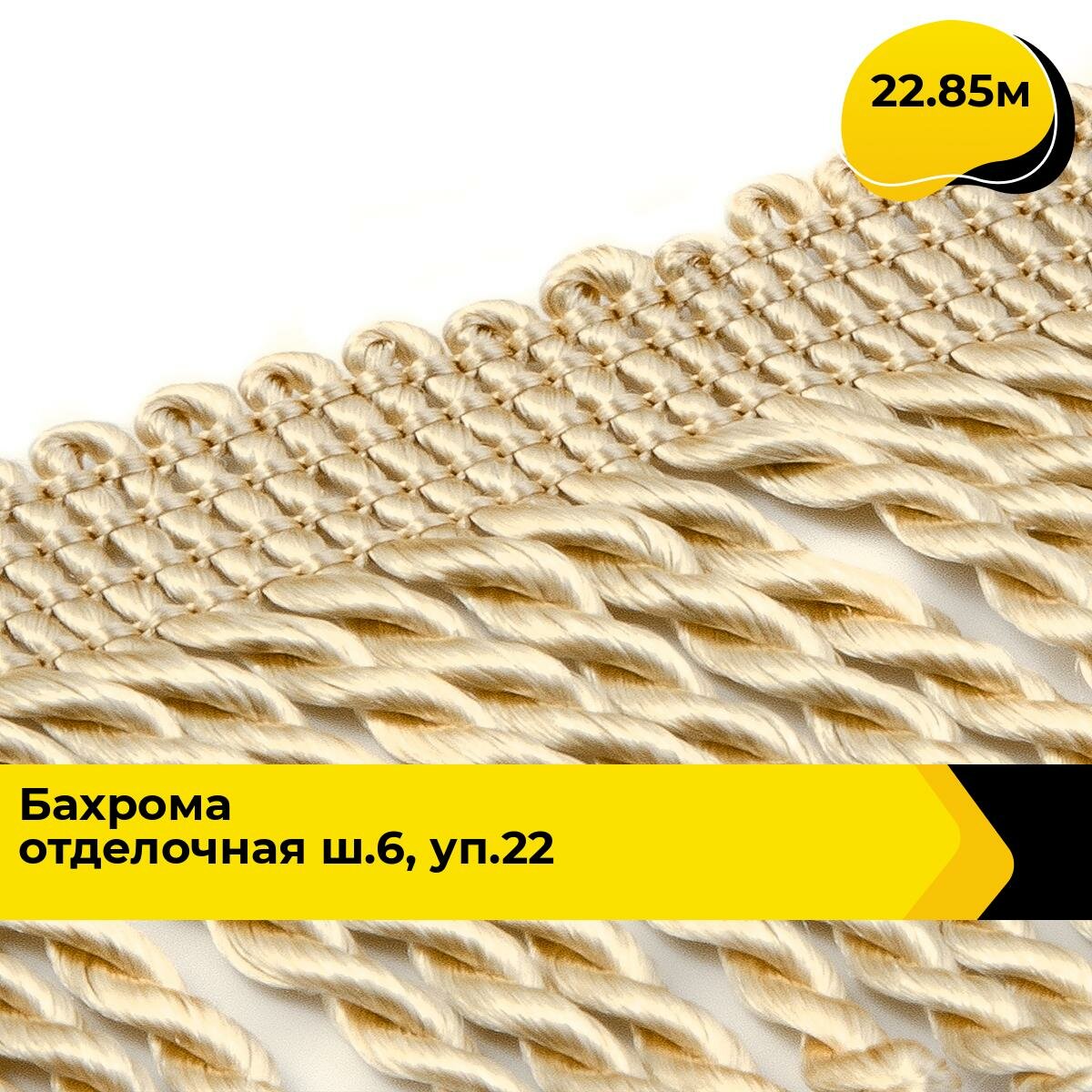 Тесьма для рукоделия декоративная Бахрома для шитья и штор, металлизированная 6.2 см, 22.85 м