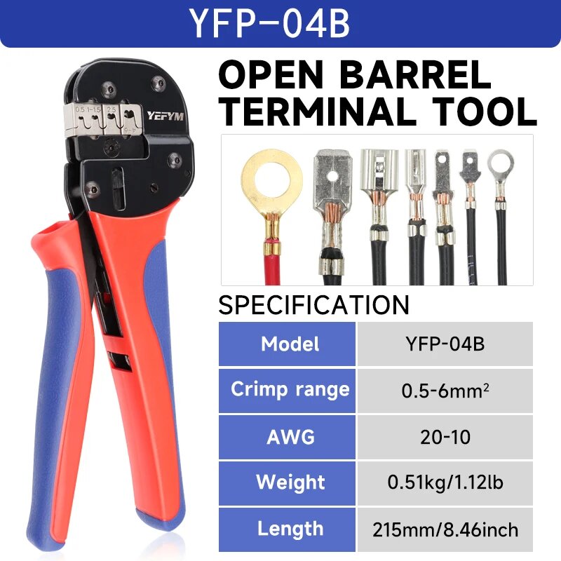 Обжимные щипцы YEFYM для проводов AWG 20-10, YFP-04B