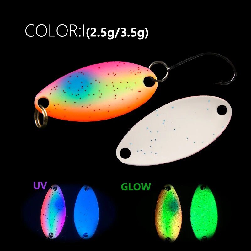 Spoon Bait Fishing Lures 2.5g 3.5g UV Luminous High Quality Spoonbait Micro Jig Freshwater Stream Artificial Bait Pesca Tackle