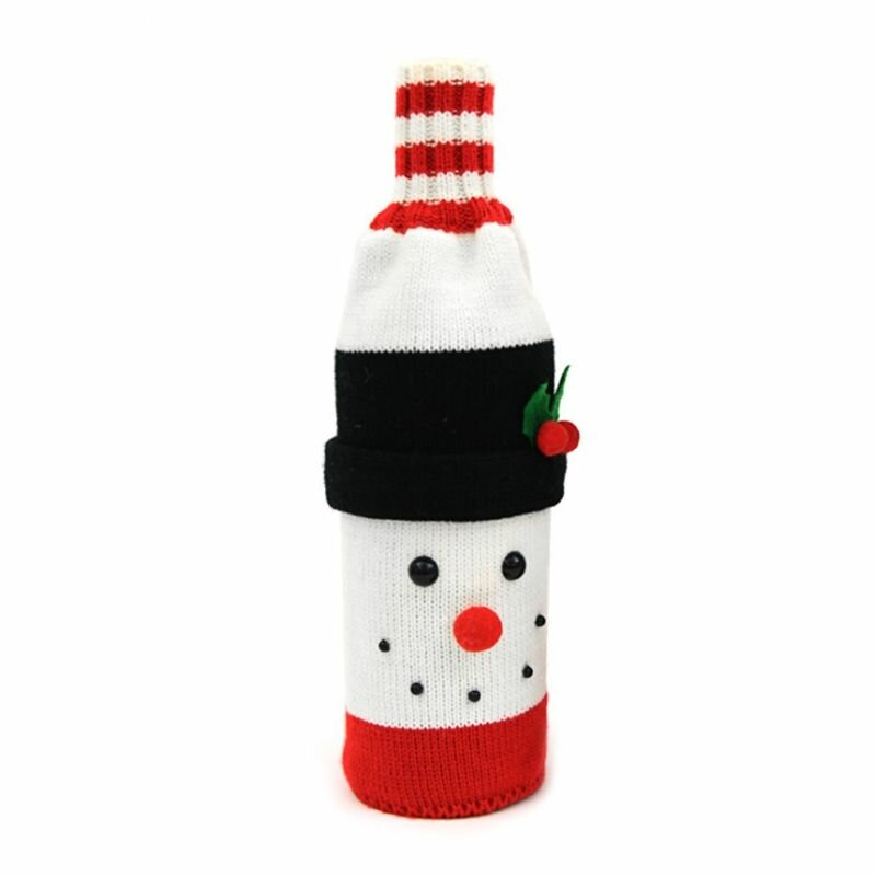(1 шт) Вязаный чехол на бутылку "Снеговик"