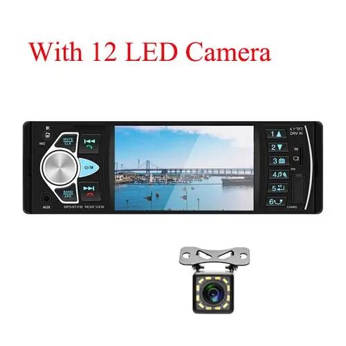 Автомагнитола Podofo 4022d, стерео-система с 4 "mp3-плеером, USB, AUX, FM, камерой заднего вида, Типоразмер 1DIN, With 12 LED Camera