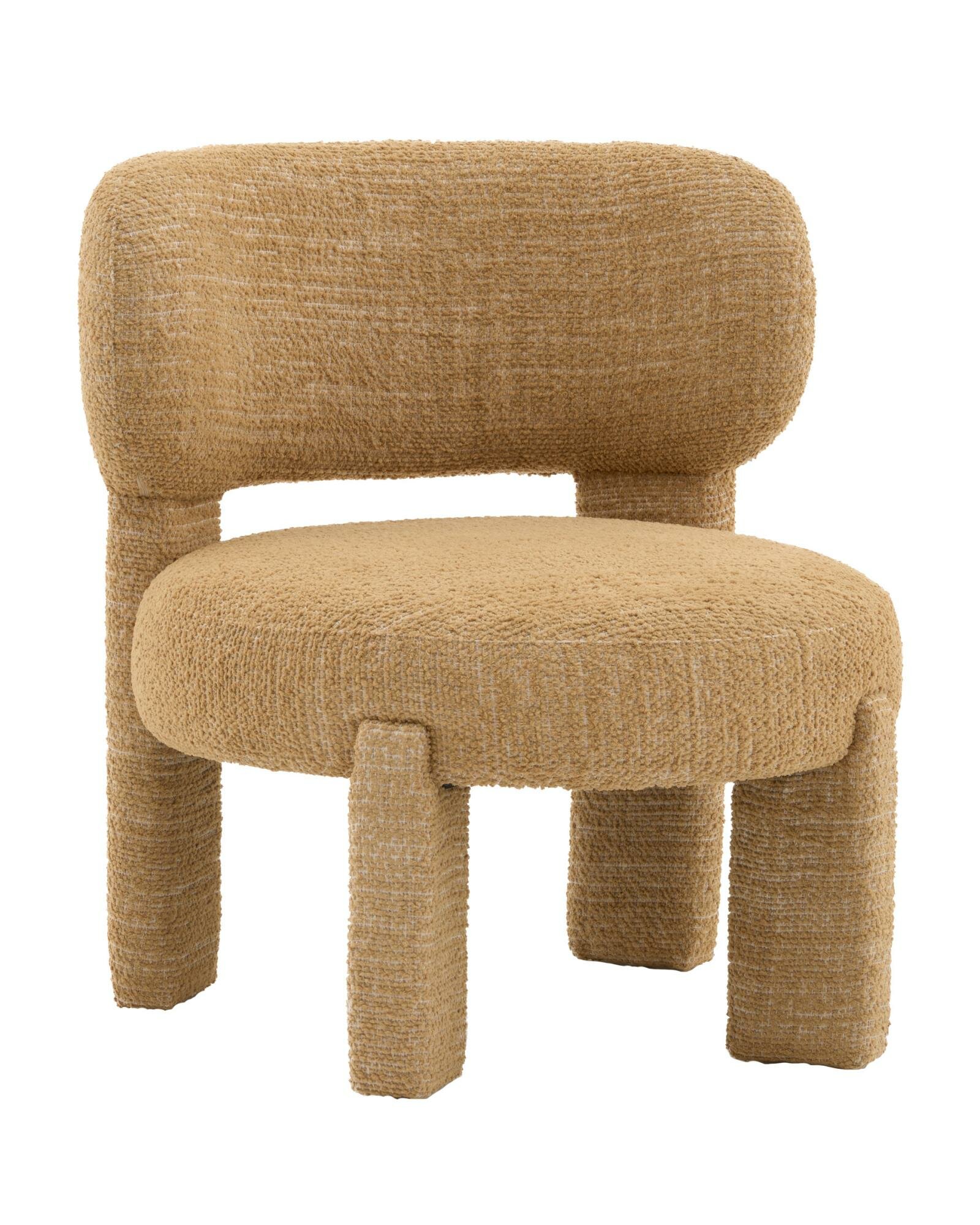 Кресло лаунж Fani STOOL GROUP горчичный, ткань и дерево, мягкое сиденье, без подлокотников