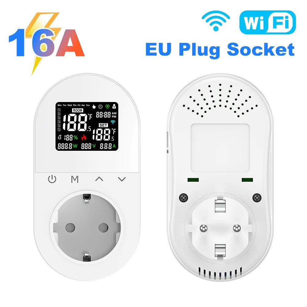 Умная розетка Tuya WIFI 16А для отопления и охлаждения