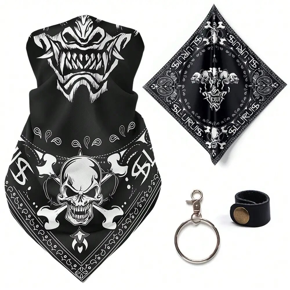 Ретро-мотоциклетная Бандана-повязка На Голову В Стиле Панк С Черепом, Быстросохнущая, Дышащая, Для Мотоциклистов, Из Полиэстера