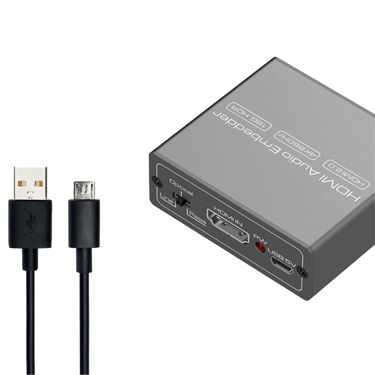 Совместимый с HDMI аудиоконвертер 4K 60 Гц HDMI аудиоэкстрактор адаптер