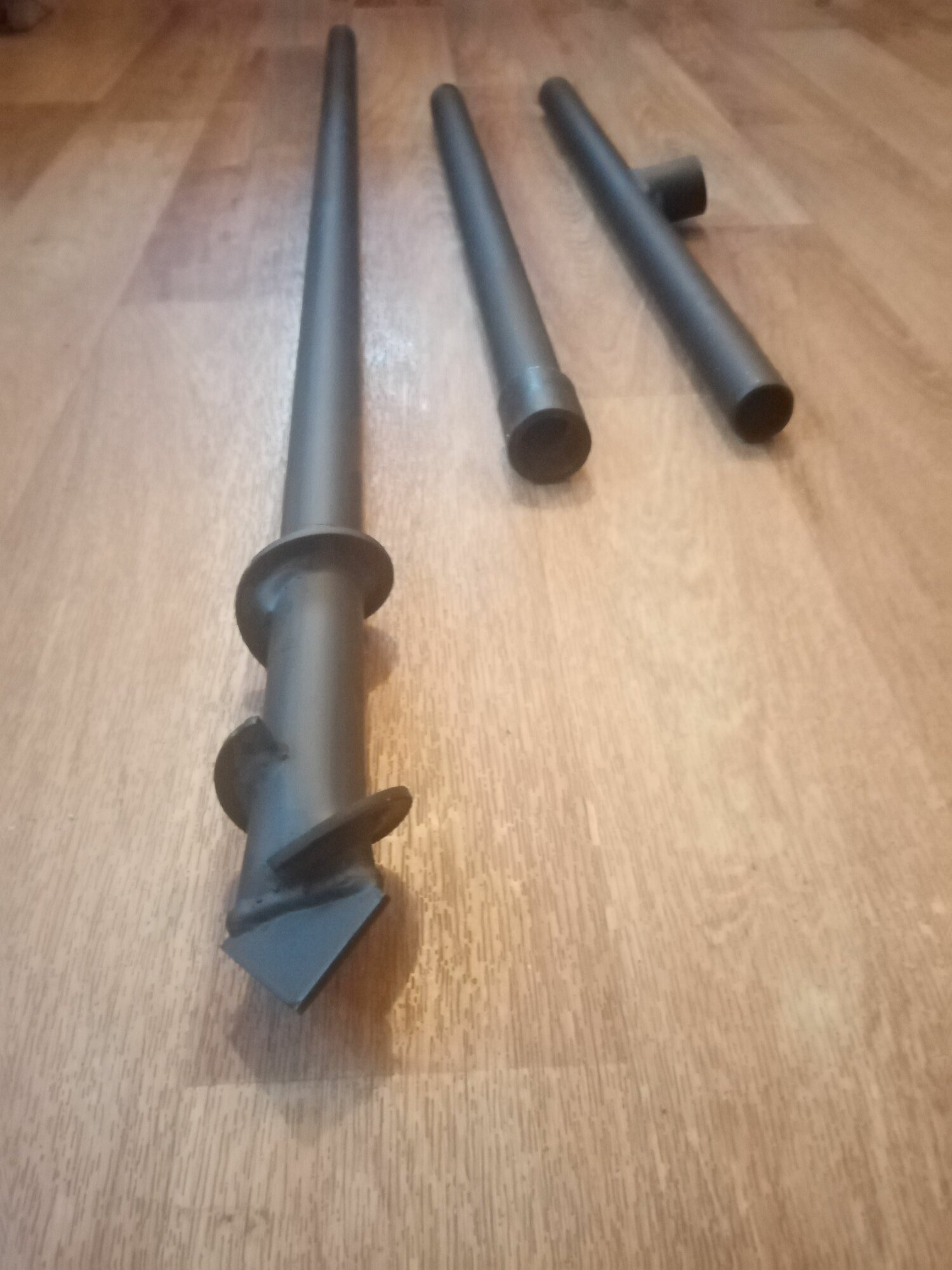 Бур садовый, D-50мм*1,5 метра, Т-образная рукоятка, металлический, черный