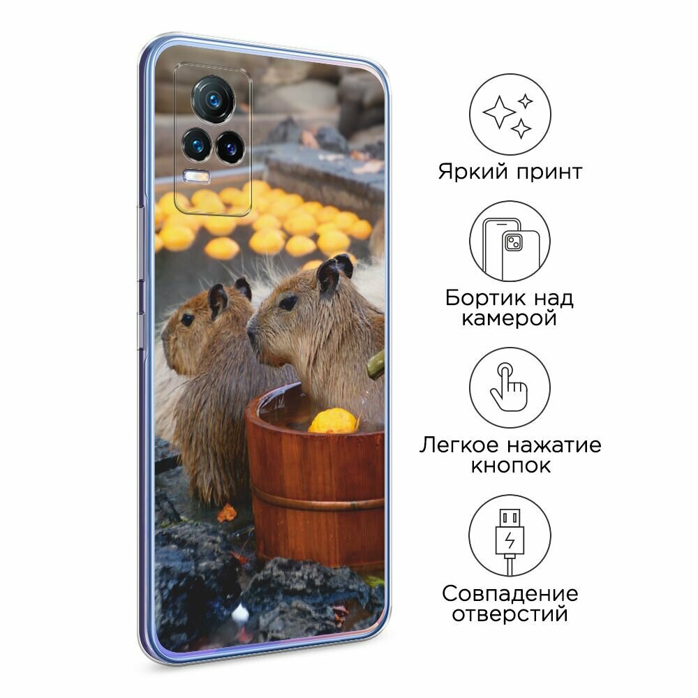Чехол на Vivo V21e 4G / Виво V21e 4G с принтом "Капибары отмокают" — фото 1