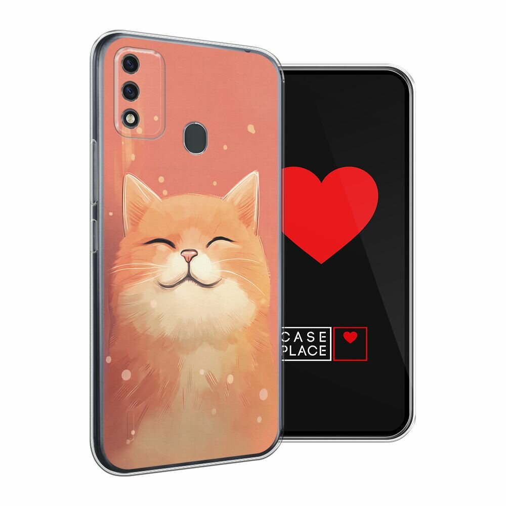 Чехол на Itel A48 / Ител А48 с принтом "Довольный рыжий котик" — фото 1