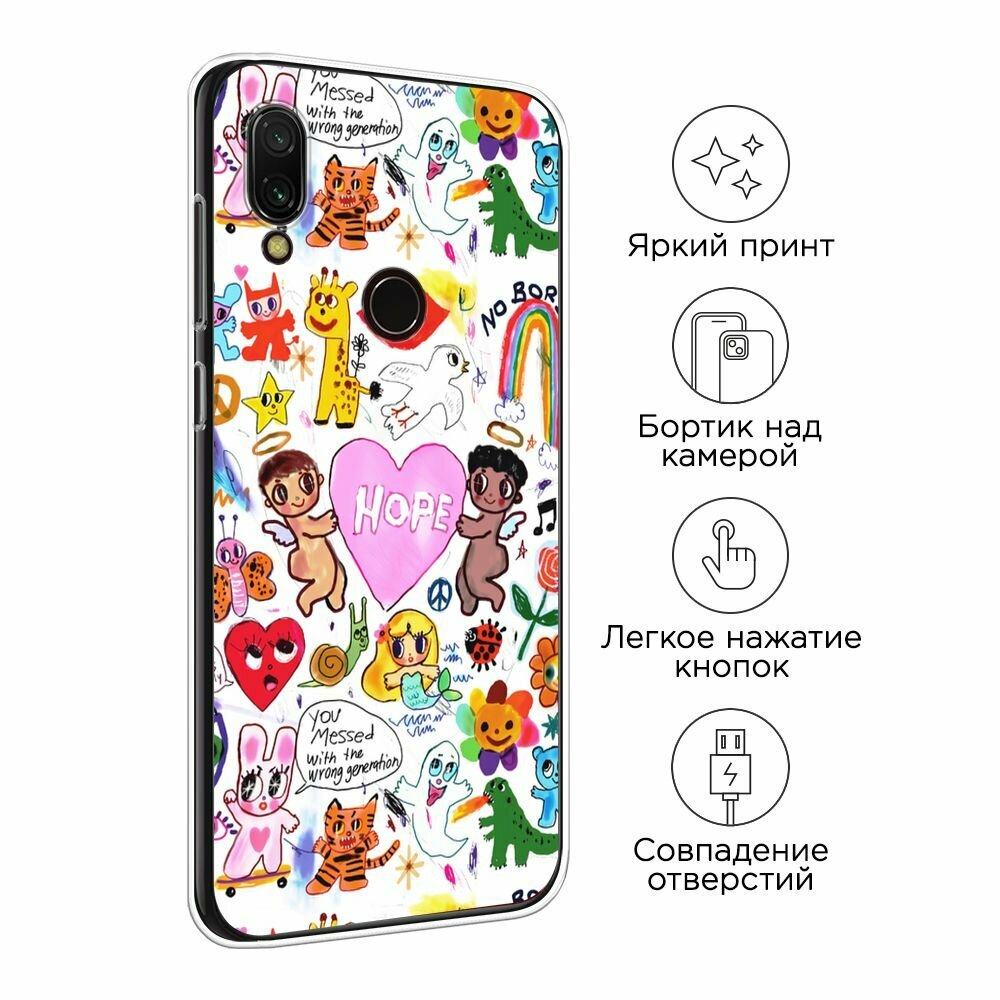 Чехол на Xiaomi Redmi 7 / Сяоми Редми 7 с принтом "Милые рисунки" — фото 1