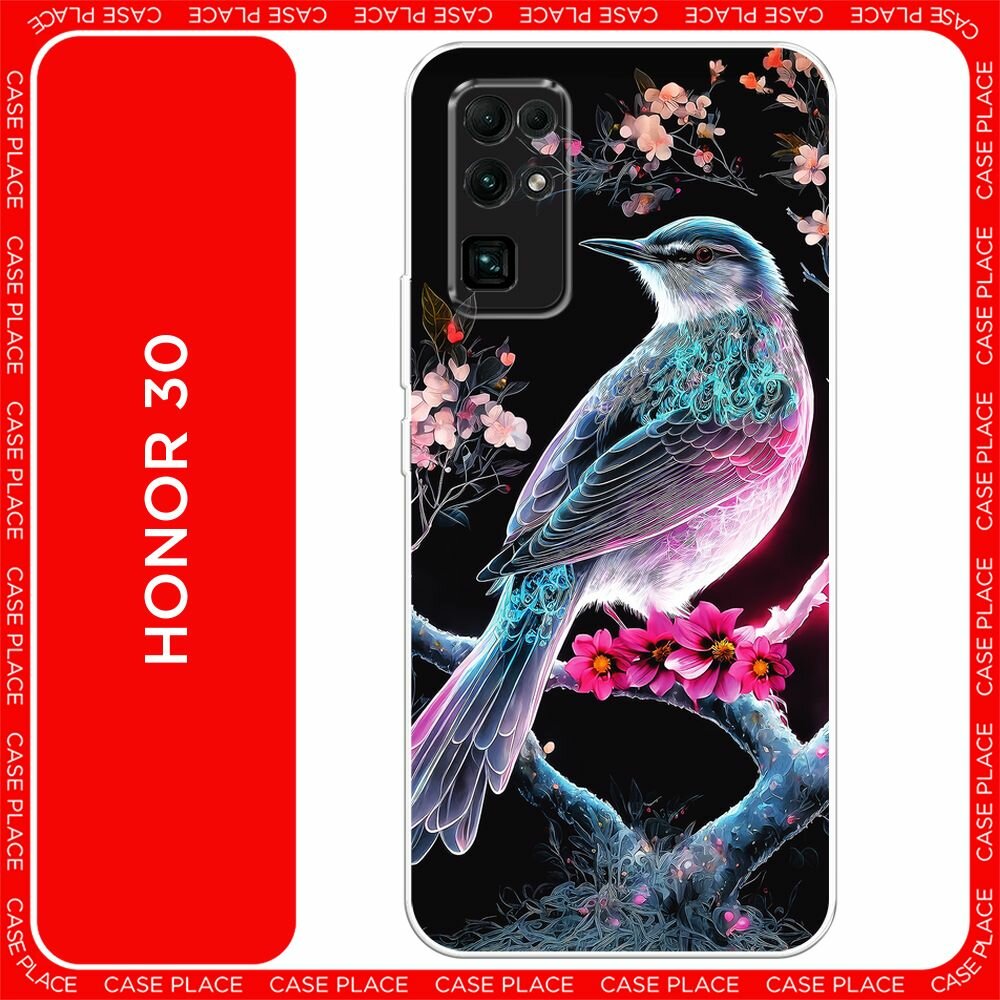 Чехол на Honor 30 / Хонор 30 с принтом "Птица на цветущем дереве"