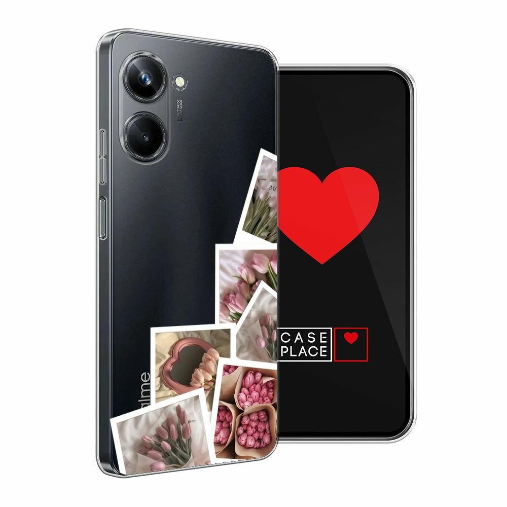 Чехол на Realme 10 Pro / Реалми 10 Про с принтом "Весенние фото - 8 марта", прозрачный — фото 1