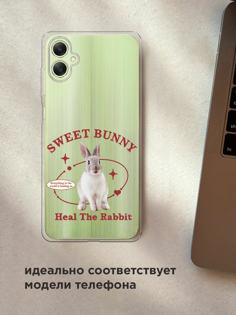 Чехол на Samsung Galaxy A06 / Самсунг Галакси А06 с принтом "Heal the rabbit", прозрачный — фото 1