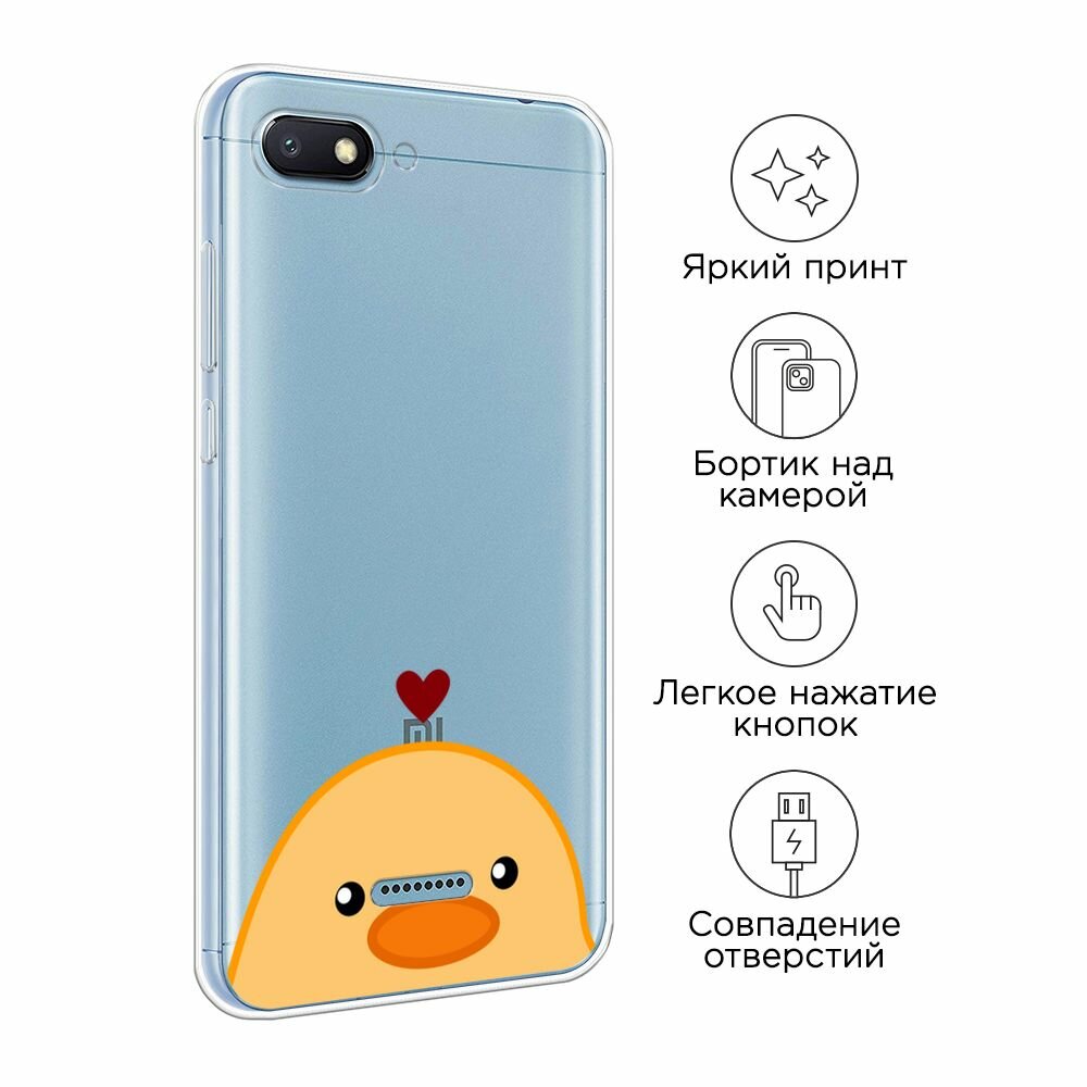 Чехол на Xiaomi Redmi 6A / Сяоми Редми 6А с принтом "Влюблённая уточка - 14 февраля", прозрачный — фото 1