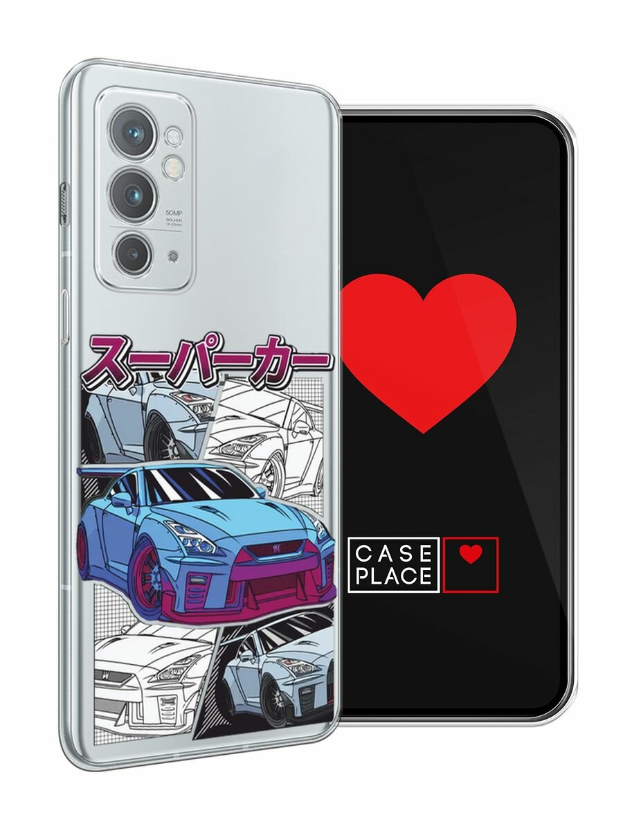 Чехол на OnePlus 9RT / ВанПлас 9RT с принтом "JDM коллаж", прозрачный — фото 1