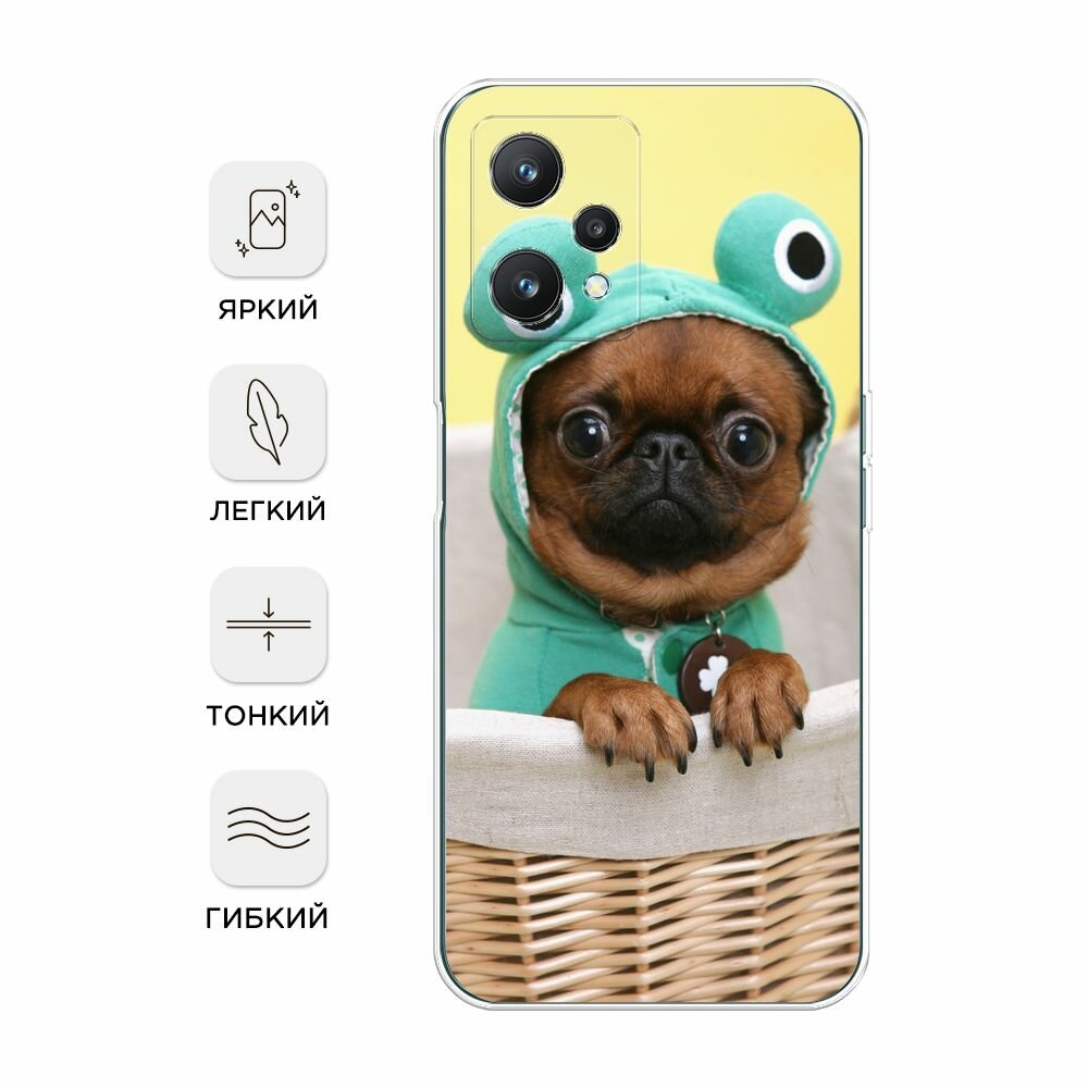 Чехол на Realme 9 5G / Реалми 9 5G с принтом "Собачка в шапке лягушки" — фото 1