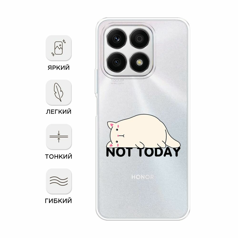 Чехол на Honor X8A / Хонор X8A с принтом Cat not today, прозрачный — фото 1