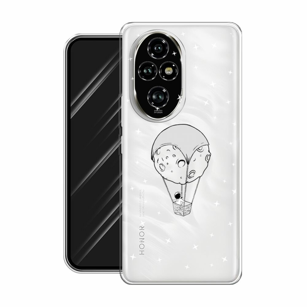 Чехол на Honor 200 Pro / Хонор 200 Про с принтом Воздушный шар луна, прозрачный — фото 1