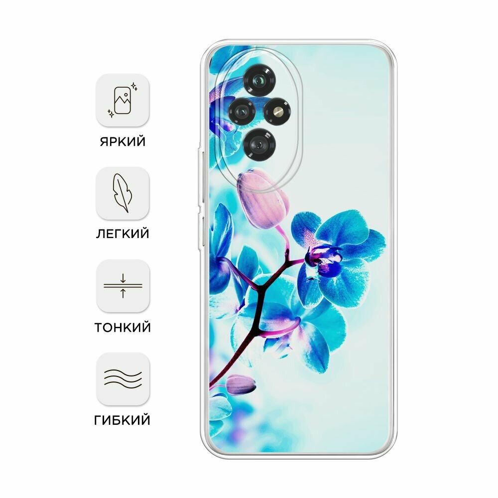 Силиконовый чехол на Honor 200 / Хонор 200 с принтом "Голубая орхидея" — фото 1