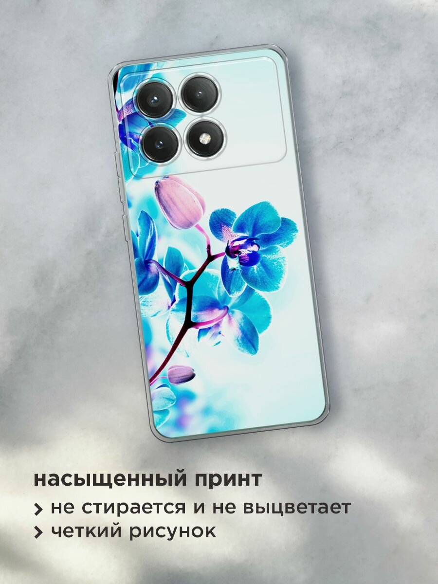 Чехол на Xiaomi Poco X6 PRO 5G / Поко X6 Про 5G с принтом "Голубая орхидея" — фото 1