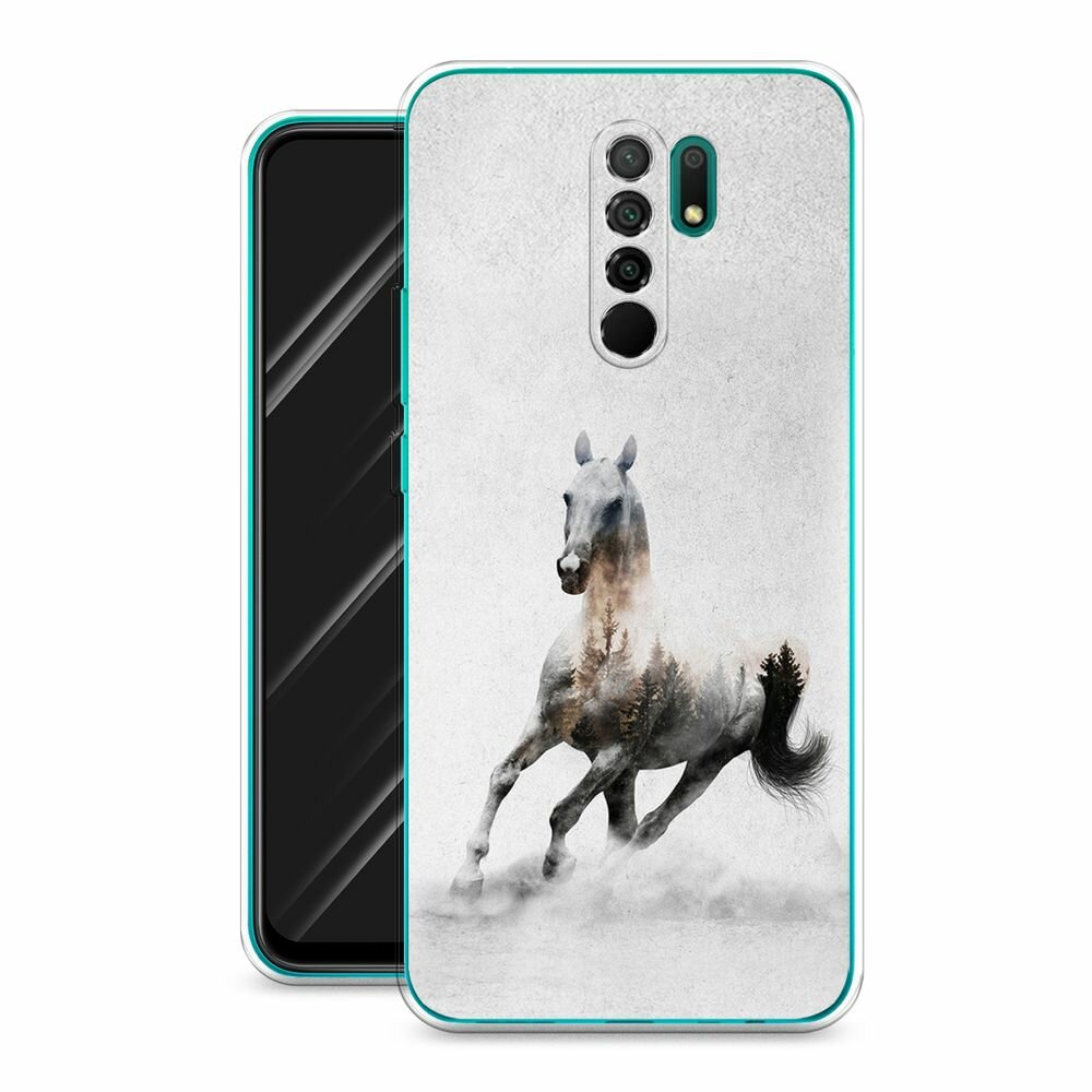 Чехол на Xiaomi Redmi 9 / Сяоми Редми 9 с принтом "Лошадь лес" — фото 1