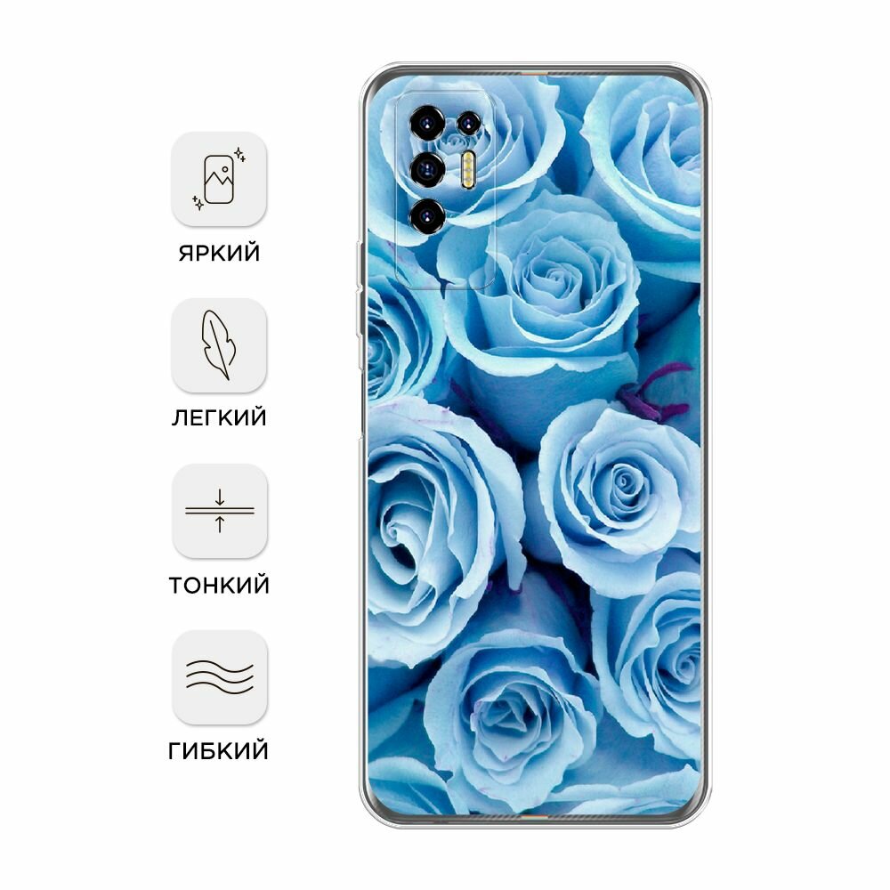 Чехол на Tecno Pova 2 / Текно Пова 2 с принтом Лазурные розы — фото 1