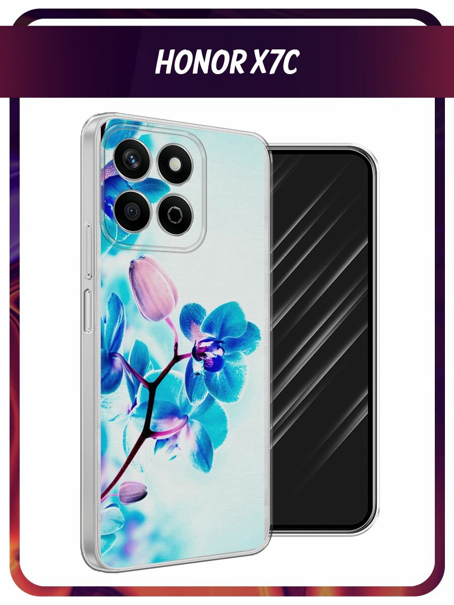 Силиконовый чехол на Honor X7c / Хонор X7c с принтом "Голубая орхидея"