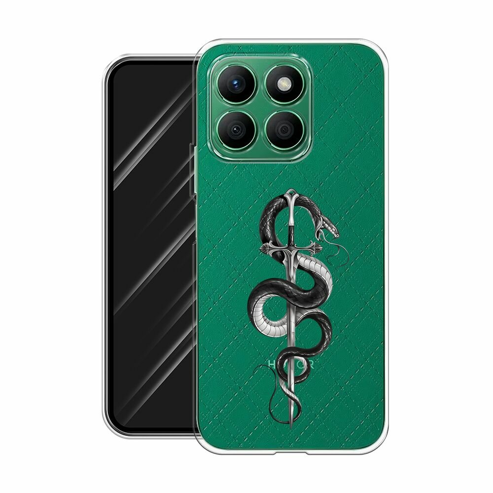 Чехол на Honor X8B / Хонор X8B с принтом "Змея с мечом чёрная", прозрачный — фото 1