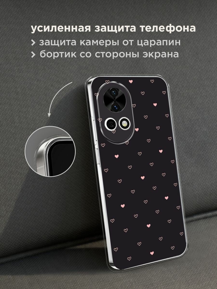 Чехол на Huawei Nova 12/Nova13 / Хуавей Нова 12/Нова 13 с принтом "Черный фон и сердечки" — фото 1