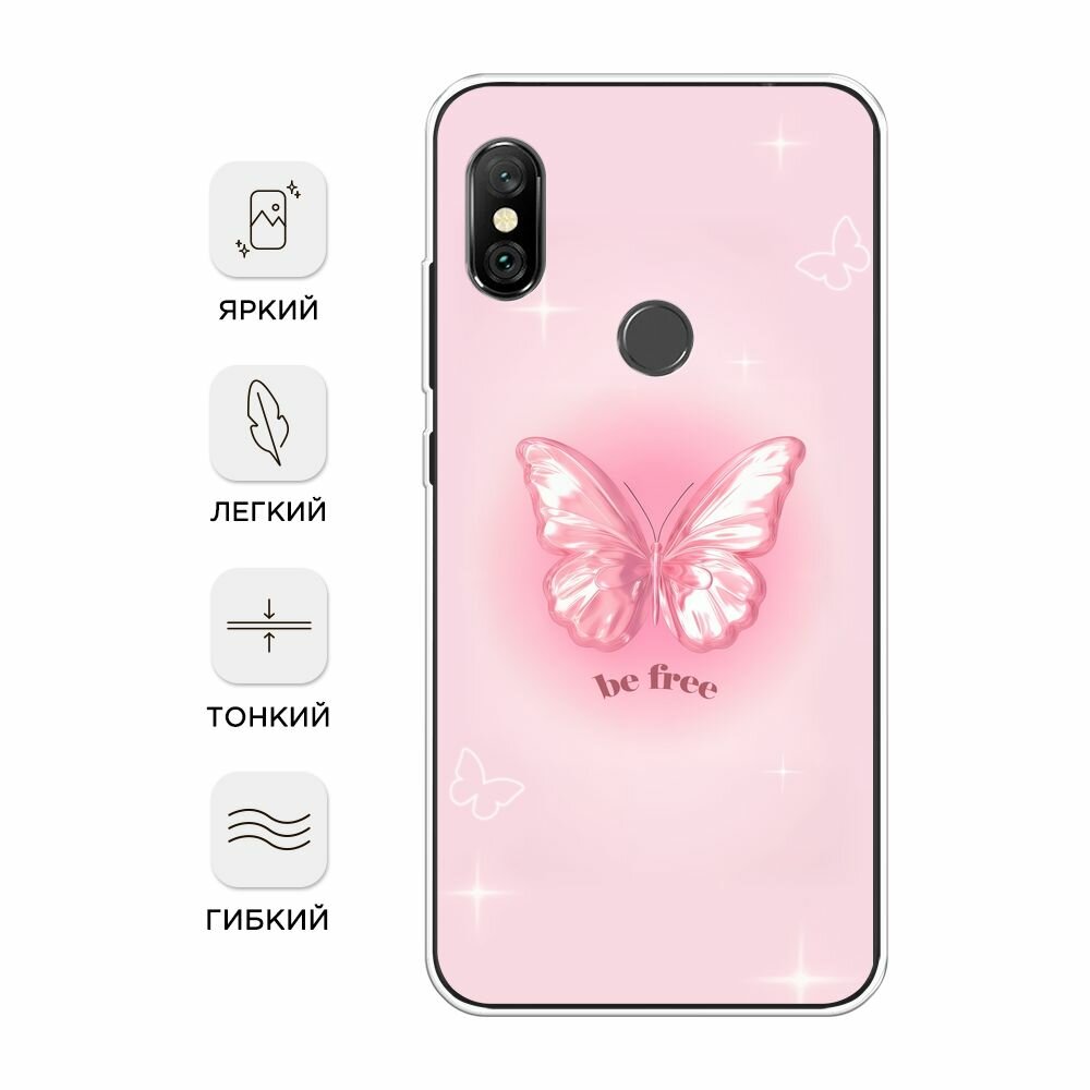 Чехол на Xiaomi Redmi Note 6 Pro / Сяоми Редми Нот 6 Про с принтом "Be free butterfly 1" — фото 1