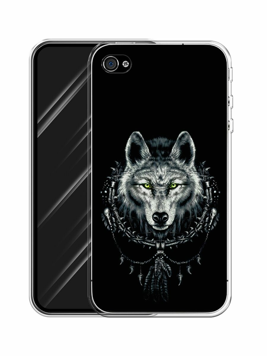 Чехол на Apple iPhone 4/4S / Айфон 4/4S с принтом "Волк оберег" — фото 1