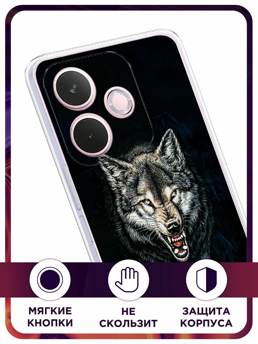 Чехол на Oppo A5 Pro / Оппо А5 Про с принтом "Злобный волк из ночи" — фото 1