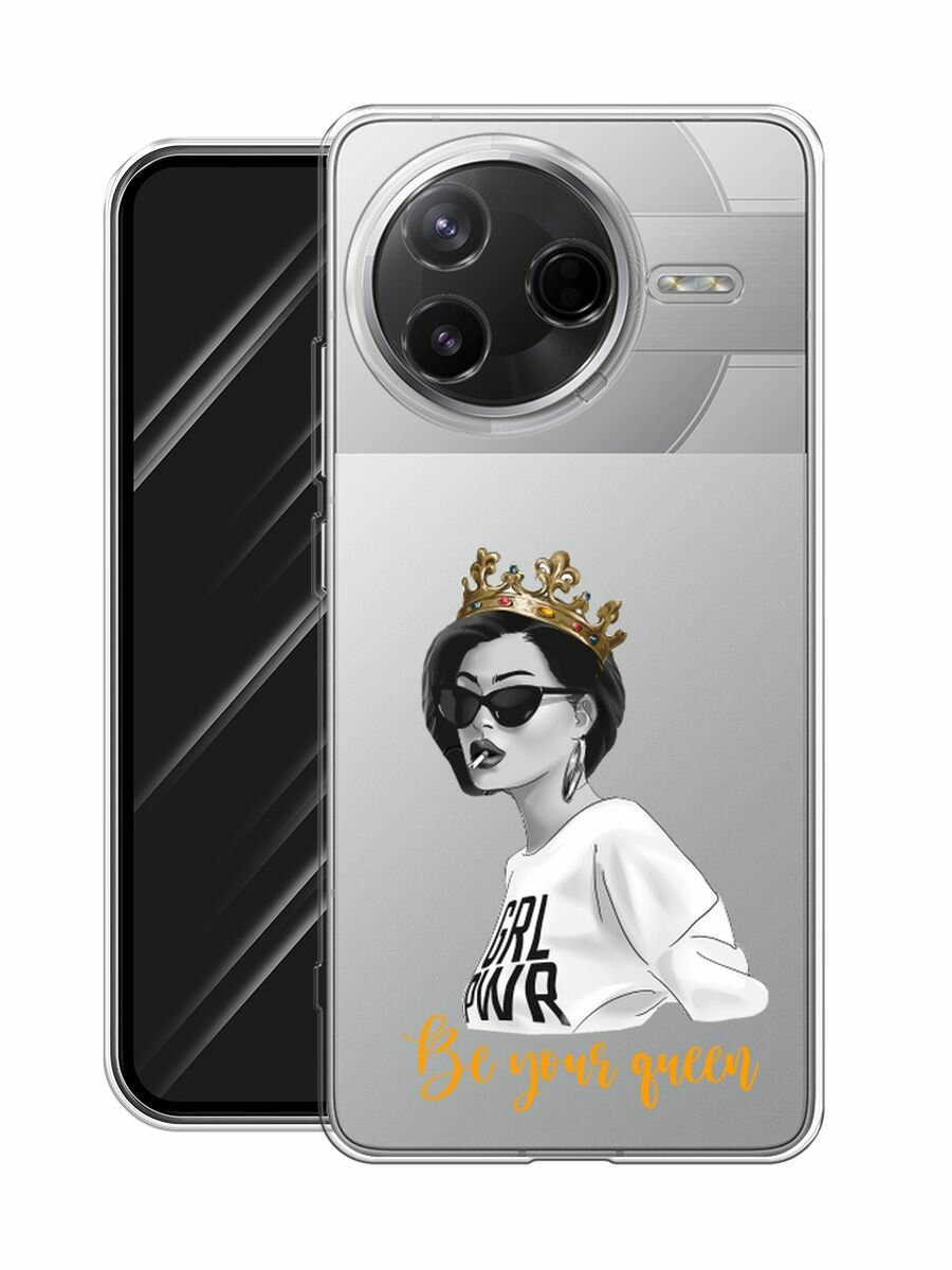 Чехол на Poco F7 Pro / Поко F7 Про с принтом Be your Queen, прозрачный — фото 1
