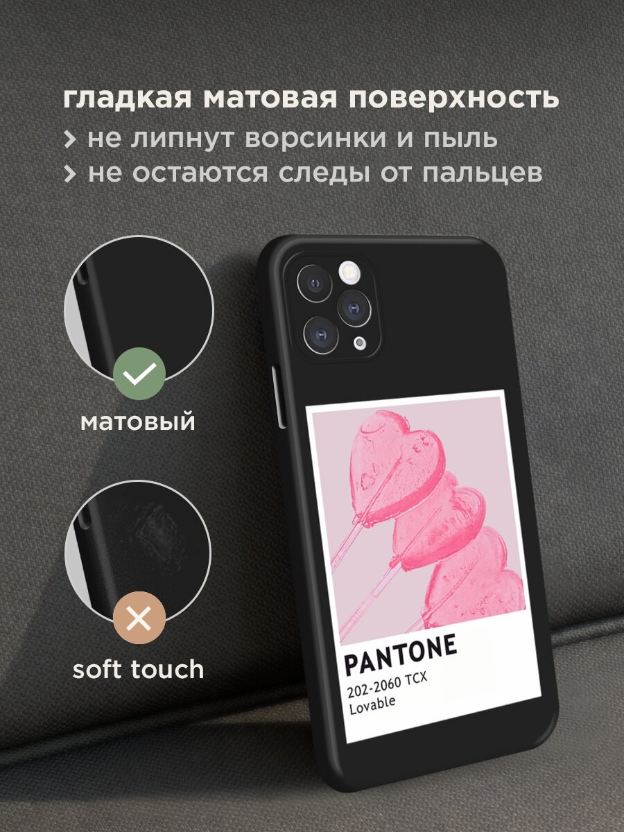 Черный матовый чехол на Apple iPhone 11 Pro Max / Айфон 11 Про Макс с принтом "Pantone Lovable 2 - 14 февраля" — фото 1