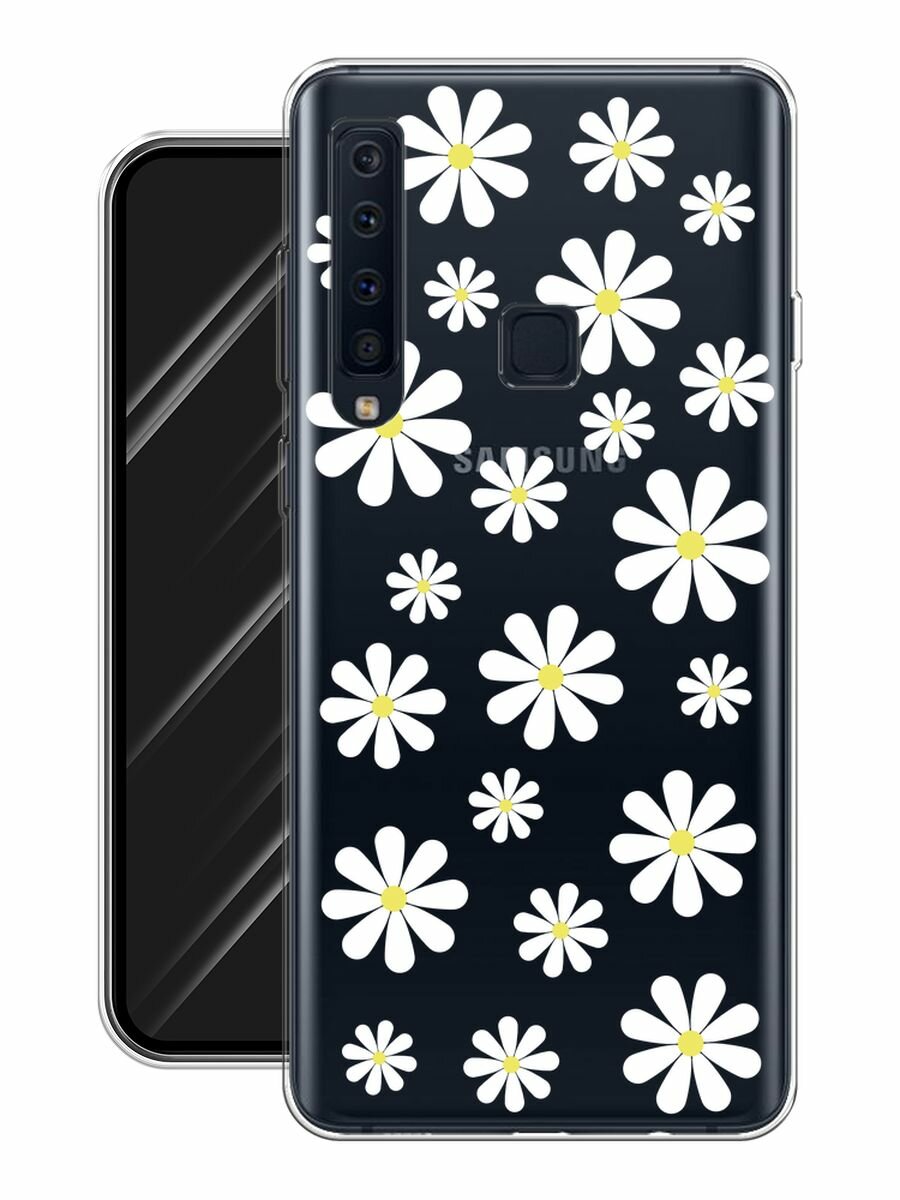 Чехол на Samsung Galaxy A9 2018 / Самсунг Галакси А9 2018 с принтом "Большие ромашки", прозрачный — фото 1
