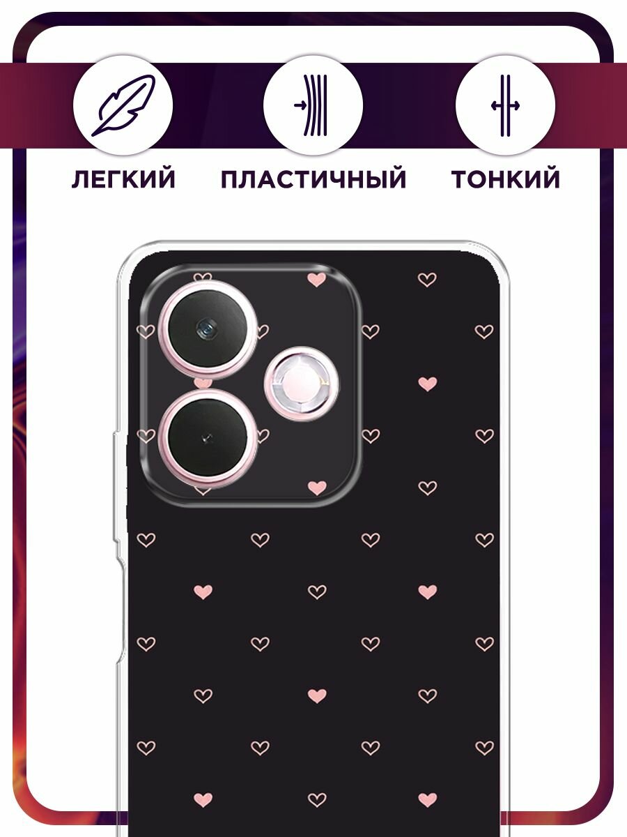 Чехол на Oppo A5 Pro / Оппо А5 Про с принтом "Черный фон и сердечки" — фото 1