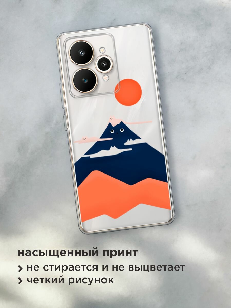 Чехол на Realme 15 / Реалми 15 с принтом "Кот-гора", прозрачный — фото 1