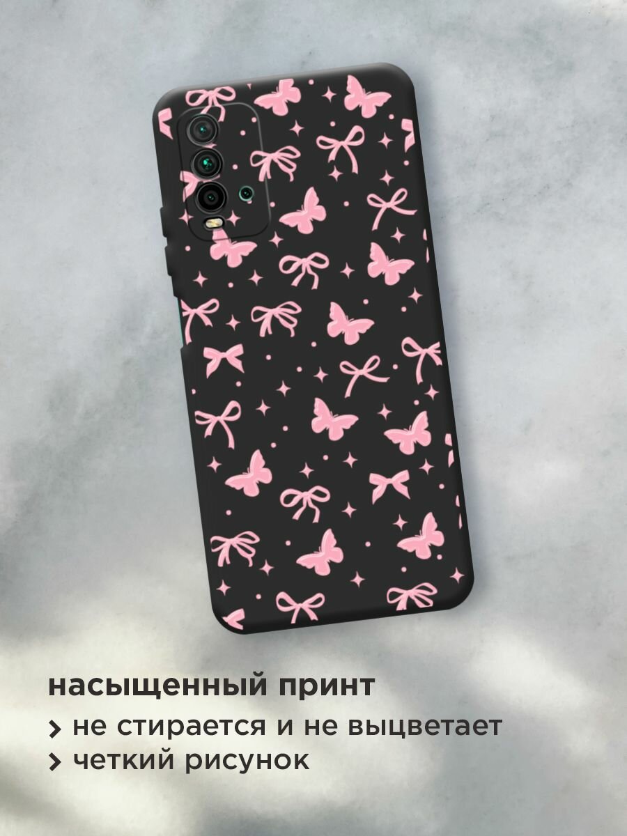 Чехол на Xiaomi Redmi 9T / Редми 9Т с принтом "Ленточки и бабочки 6" — фото 1