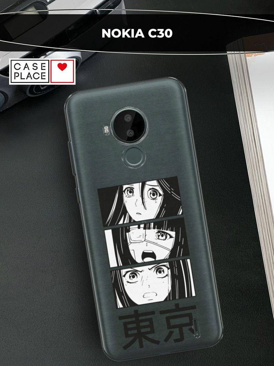 Чехол на Nokia C30 / Нокия C30 с принтом "Tokyo girls", прозрачный