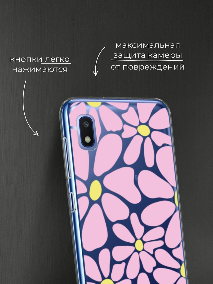 Чехол на Samsung Galaxy A10 / Самсунг Галакси А10 с принтом "Розовые лепестки 2", прозрачный — фото 1