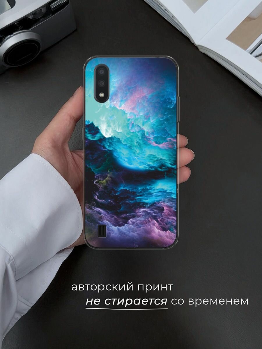 Чехол на Samsung Galaxy A01 / Самсунг Гэлакси А01 с принтом "Бирюзовое небо" — фото 1