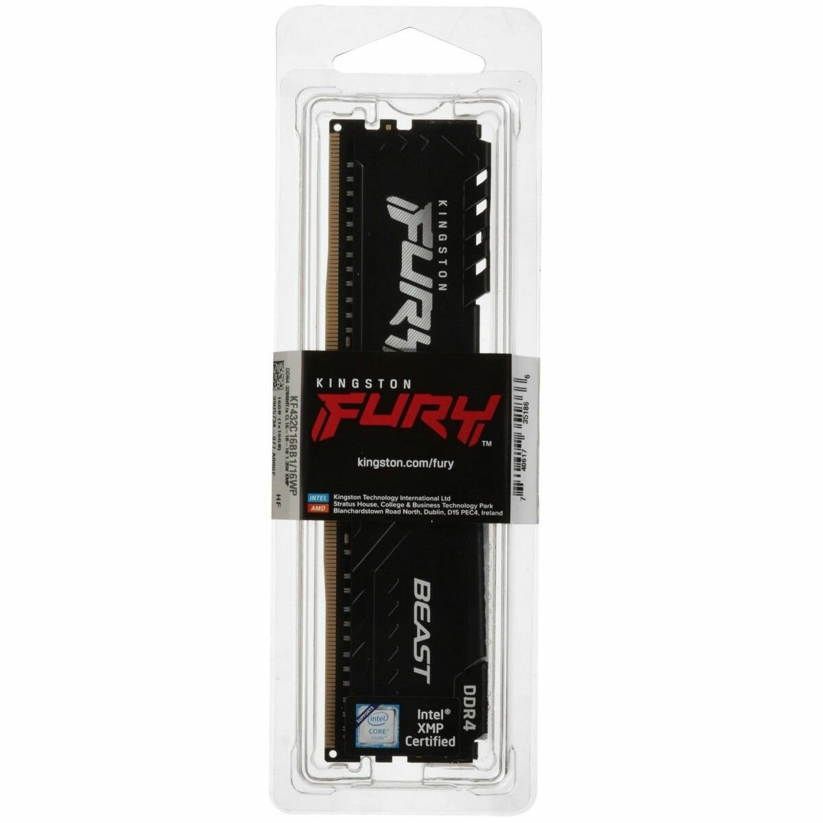 Оперативная память DDR4 3200 16gb Kingston FURY Beast Black CL16 KF432C16BB1/16WP