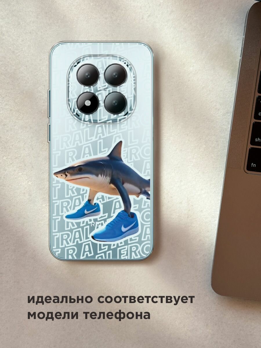 Чехол на Xiaomi Redmi Note 15 Pro 4G / Редми Нот 15 Про 4G с принтом "Тралалеро тралала 2", прозрачный — фото 1
