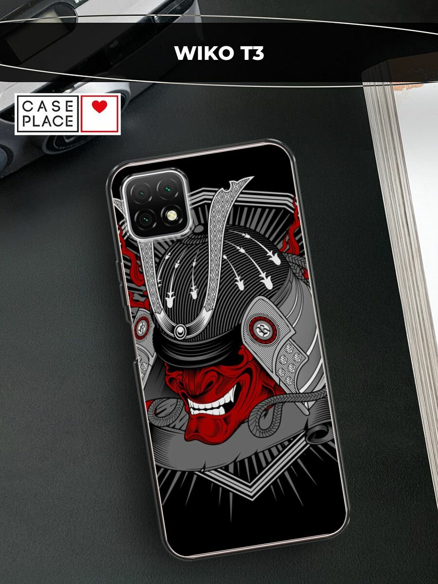 Чехол на Wiko T3 / Вико Т3 с принтом "Красная маска самурая"