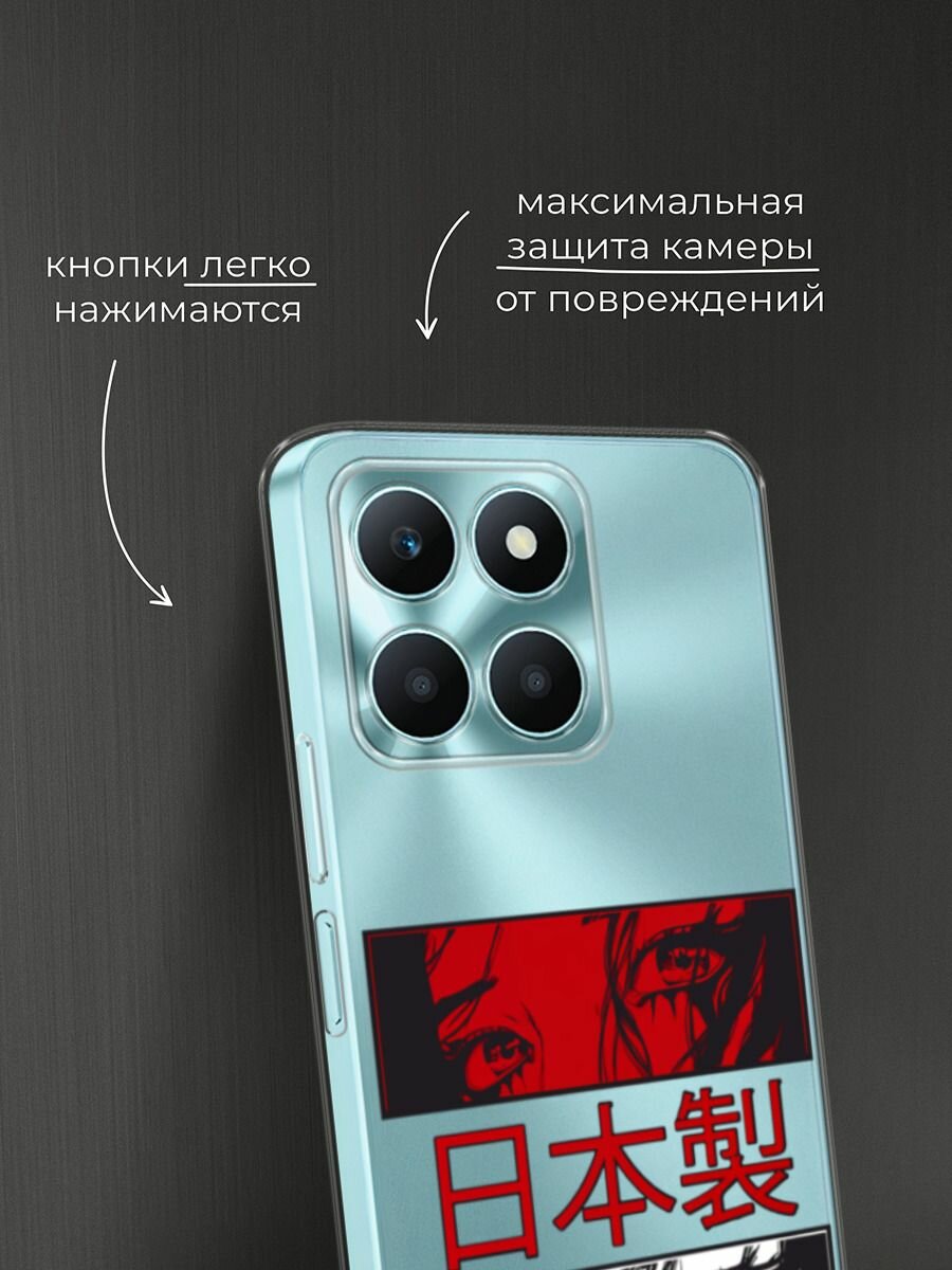 Чехол на Honor X6A / Хонор X6A с принтом "Аниме глаза манга", прозрачный — фото 1