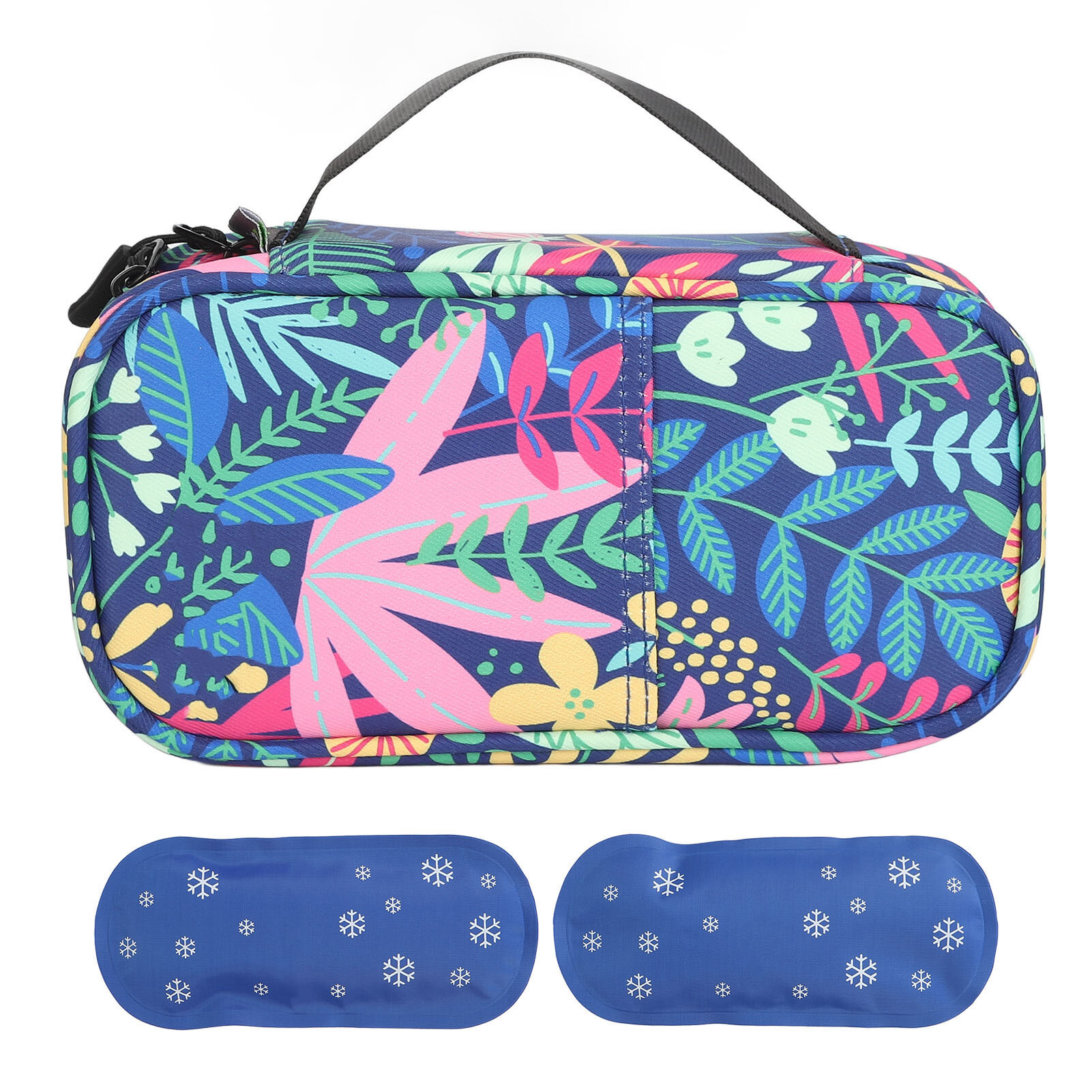 Дорожный футляр-холодильник для инсулина с пакетом льда. Портативная сумка-холодильник для диабетиков с инсулином для использования на открытом воздухе. Рисунок в виде тропического леса.